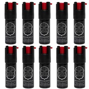 police magnum mini pepper spray self defense canisters- max heat strength- 10-12ft range (10 pack 1/2oz twist lock) (red)