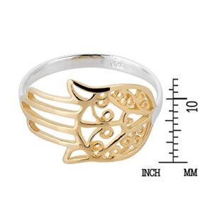 AeraVida Hamsa Hand of Protection Gold Plated Silver Ring (6)