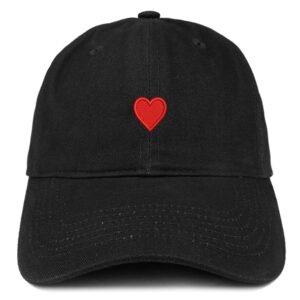 trendy apparel shop emoticon heart embroidered cotton adjustable ball cap dad hat - black