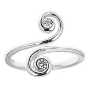 ritastephens sterling silver swirl cubic zirconia crossover ring or toe ring