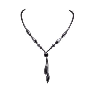 bluerica double strand drop hematite necklace with designer beads