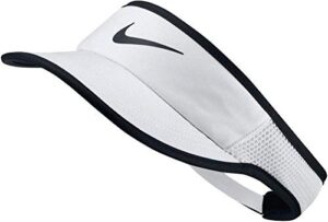 nike women's aerobill featherlite adjustable visor, white/white/black/black, one size