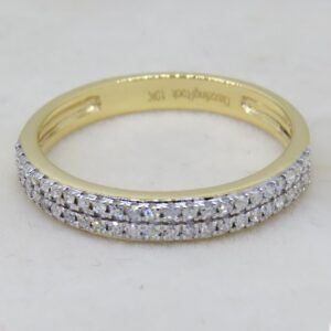 Dazzlingrock Collection 0.20 Carat (ctw) 10K Round Diamond Ladies Double Row Wedding Band 1/5 CT, Yellow Gold, Size 5