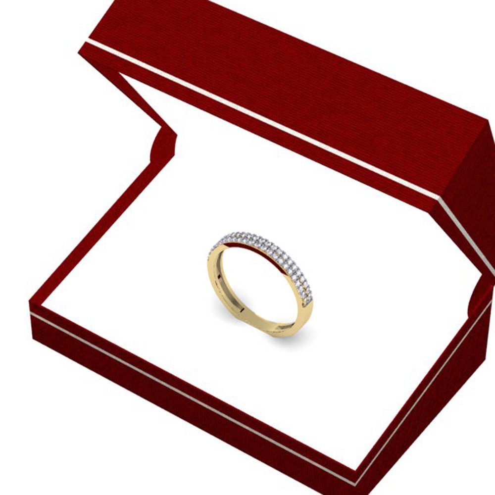 Dazzlingrock Collection 0.20 Carat (ctw) 10K Round Diamond Ladies Double Row Wedding Band 1/5 CT, Yellow Gold, Size 5