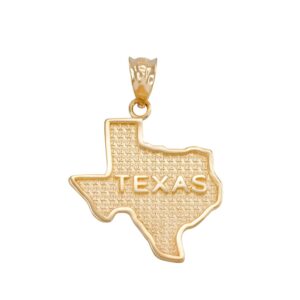 texas state tx map charm pendant in 10k yellow gold