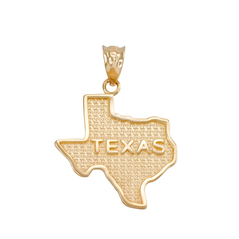 Texas State TX Map Charm Pendant in 10k Yellow Gold