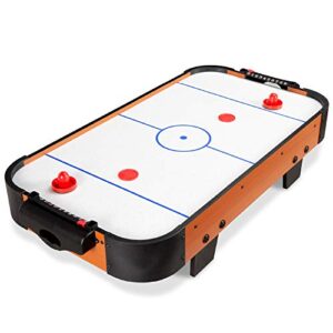 best choice products 40in portable tabletop air hockey arcade table for game room, living room w/ 100v motor, powerful electric fan, 2 strikers, 2 pucks