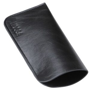 m-world leather-tone, slip in, slim soft-case, eye glasses case (black