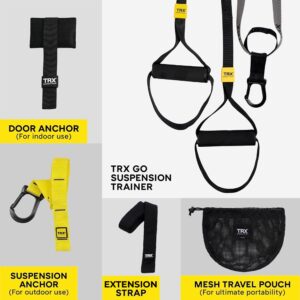 TRX GO Suspension Trainer System, Full-Body Workout for All Levels & Goals, Lightweight & Portable, Fast, Fun & Effective Workouts, Home Gym Equipment or for Outdoor Workouts, Grey