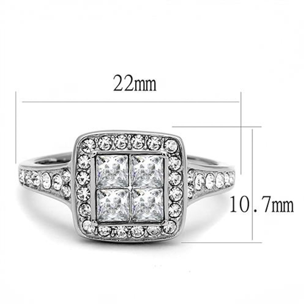 Marimor Jewelry Women's 1.06 Carat Princess and Round Cut Cubic Zirconia Stainless Steel Engagement Ring Size 9