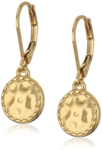 napier classics goldtone hammered disk drop earrings