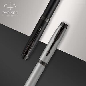 PARKER IM Rollerball Pen, Black Lacquer Chrome Trim with Fine Point Black Ink Refill, Gift Box (1931658)