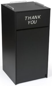 displays2go 36 gallon commercial waste bin, restaurant & food court common areas, recycling & tray storage, black (lckdchttbk)