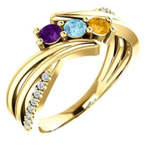 family mothers ring 2 3 or 4 birthstones solid 10k yellow (5)