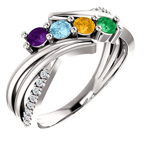 Family Mothers Ring 2 3 or 4 Birthstones Solid 10k Yellow (5)