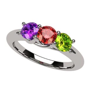 central diamond center lucita mothers ring 1 to 6 stones in 10k white gold- size 6