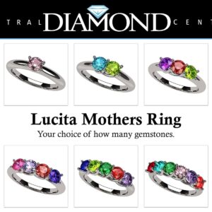 Central Diamond Center Lucita Mothers Ring 1 to 6 Stones in 10k White Gold- Size 6