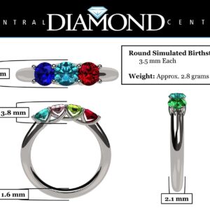 Central Diamond Center Lucita Mothers Ring 1 to 6 Stones in 10k White Gold- Size 6