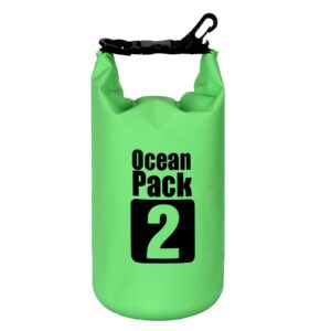 2l/3l/5l/10l/15l/20l/30l 500d tarpaulin heavey-duty pvc water proof dry bag sack for kayaking/boating/canoeing/fishing/rafting/swimming/camping/snowboarding(green, 2l)