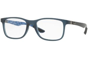 ray-ban rx8903 square prescription eyeglass frames, matte blue/demo lens, 53 mm