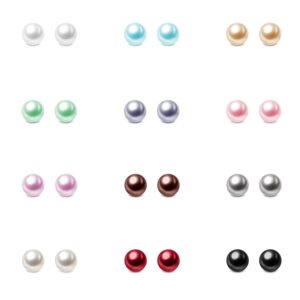 charisma 4mm composite pearl earrings round ball pearls stud earrings hypoallergenic 12 pairs mixed color imitation pearl earrings set for women