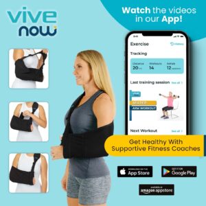 Vive Arm Sling Shoulder Immobilizer for Left or Right Arm - Comfortable Relief for Shoulder & Elbow Injury, Rotator Cuff Surgery, Broken Wrist, Hand - Adjustable Padded Straps Fit Men & Women (Black)