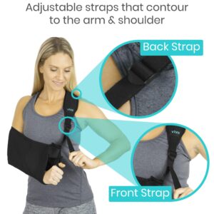 Vive Arm Sling Shoulder Immobilizer for Left or Right Arm - Comfortable Relief for Shoulder & Elbow Injury, Rotator Cuff Surgery, Broken Wrist, Hand - Adjustable Padded Straps Fit Men & Women (Black)