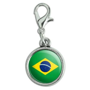 graphics & more antiqued bracelet pendant charm with lobster clasp country national flag a-c - brazil national country flag