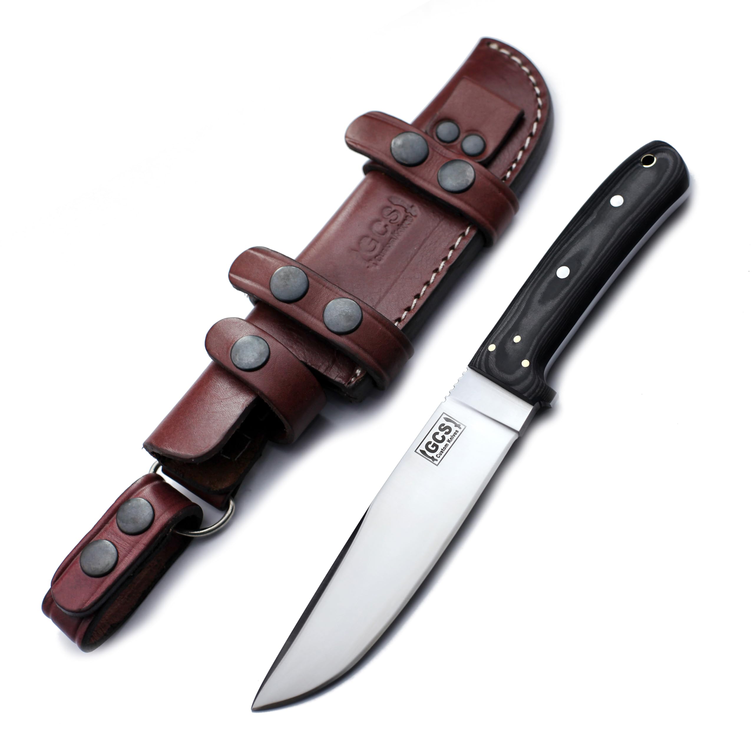 GCS Handmade G10 Handle D2 Tool Steel Tactical Hunting Knife with leather sheath Full tang blade designed for Hunting & EDC GCS 126