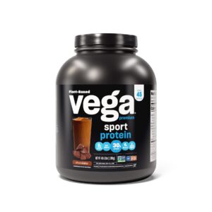 vega sport premium vegan protein powder chocolate(45 servings) 30g plant based protein,5g bcaas,dairy free,gluten free,non gmo,pea protein for women and men,4lbs 5.9oz(packaging may vary)