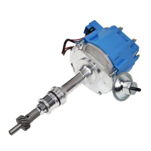 a-team performance hei complete distributor 65k coil, 8 cylinders, small block compatible with ford 260 289 302 5.0 v8 one-wire installation, blue cap