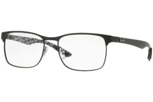 ray-ban rx8416 square prescription eyeglass frames, matte black/demo lens, 55 mm