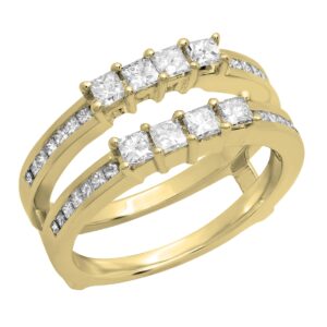 dazzlingrock collection princess diamond double guard wedding enhancer ring for women (0.91 ctw) in 14k yellow gold size 6