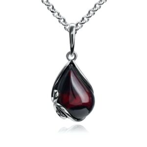 ian and valeri co. black cherry amber sterling silver pendant necklace 18 inches