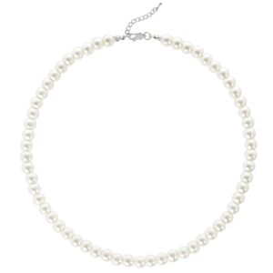 babeyond round imitation pearl necklace wedding pearl necklace for brides (diameter of pearl 8mm)