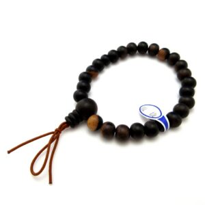 京都あさひ屋 black persimmon wood bracelet japanese kaki juzu rosary prayer beads jewel handmade kyoto meditation chakra mala beads (8.0mm)