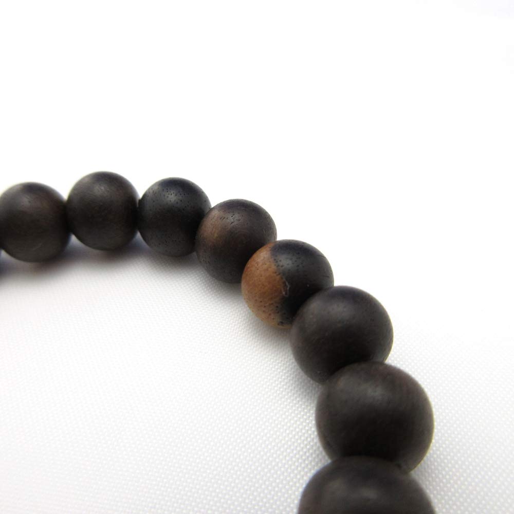 京都あさひ屋 Black Persimmon Wood Bracelet Japanese Kaki Juzu Rosary Prayer Beads Jewel Handmade Kyoto Meditation Chakra Mala Beads (8.0mm)