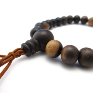 京都あさひ屋 Black Persimmon Wood Bracelet Japanese Kaki Juzu Rosary Prayer Beads Jewel Handmade Kyoto Meditation Chakra Mala Beads (8.0mm)