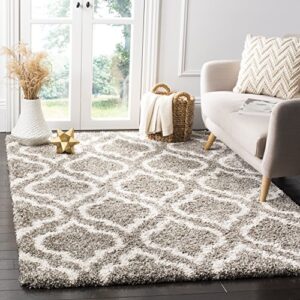 safavieh hudson shag collection accent rug - 4' x 6', grey & ivory, moroccan design, non-shedding & easy care, 2-inch thick ideal for high traffic areas in entryway, living room, bedroom (sgh284b)