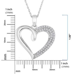 NATALIA DRAKE Double Row 1/4 Cttw Diamond Heart Necklace for Women in Rhodium Plated 925 Sterling Silver Color H-I/Clarity I1-I2