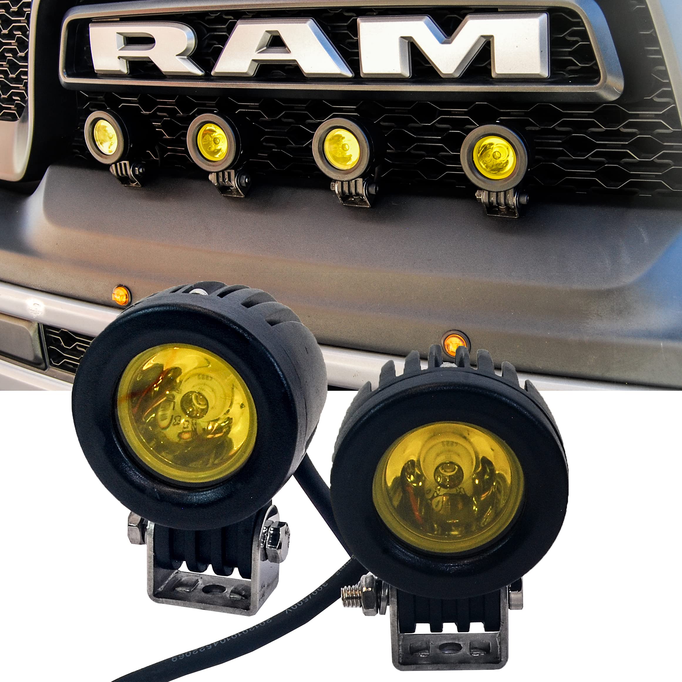 OZ-USA Amber LED Mini Trail Lights Spot Motorcycle Offroad Dual Sport Enduro Fog