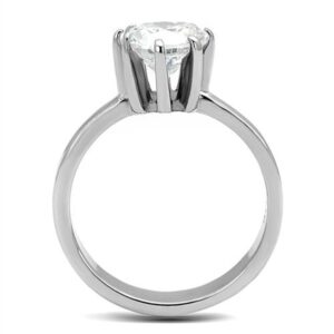 Marimor Jewelry Women's 2.04 Carat Round Solitaire Zirconia Stainless Steel Engagement Ring Size 7