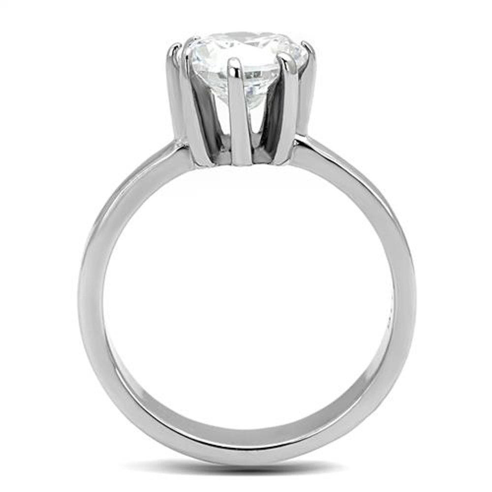 Marimor Jewelry Women's 2.04 Carat Round Solitaire Zirconia Stainless Steel Engagement Ring Size 7