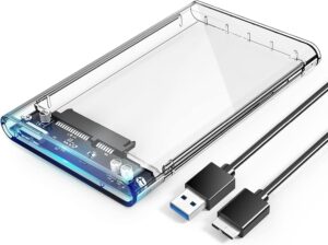 orico 2.5'' external hard drive enclosure usb 3.0 to sata iii tool-free clear hard disk case for 2.5 inch 7mm 9.5mm sata hdd ssd max 6tb support uasp(2139u3)