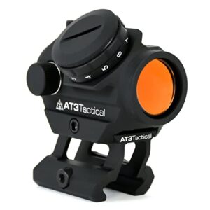 at3 tactical rd-50 pro red dot sight with 1" riser - for lower 1/3 cowitness with iron sights - 2 moa compact red dot scope