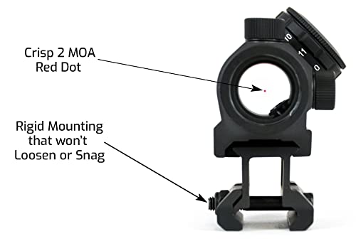 AT3 Tactical RD-50 PRO Red Dot Sight with 1" Riser - for Lower 1/3 Cowitness with Iron Sights - 2 MOA Compact Red Dot Scope