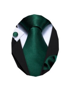 barry.wang emerald green man tie set solid silk necktie cufflinks handerchief stain formal st. patrick's day