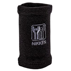 nikken kenkotherm® wrist wrap medium 1825 black - thin ceramic reflective fibers that reflects heat from your body to provide a gentle warming effect for tired or tight muscles weightlifting , boxing - support wrap - compression, support