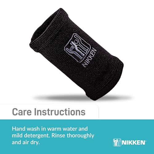 Nikken KenkoTherm® Wrist Wrap Medium 1825 Black - Thin Ceramic Reflective Fibers that reflects heat from your body to provide a gentle warming effect for tired or tight muscles Weightlifting , Boxing - Support Wrap - Compression, Support