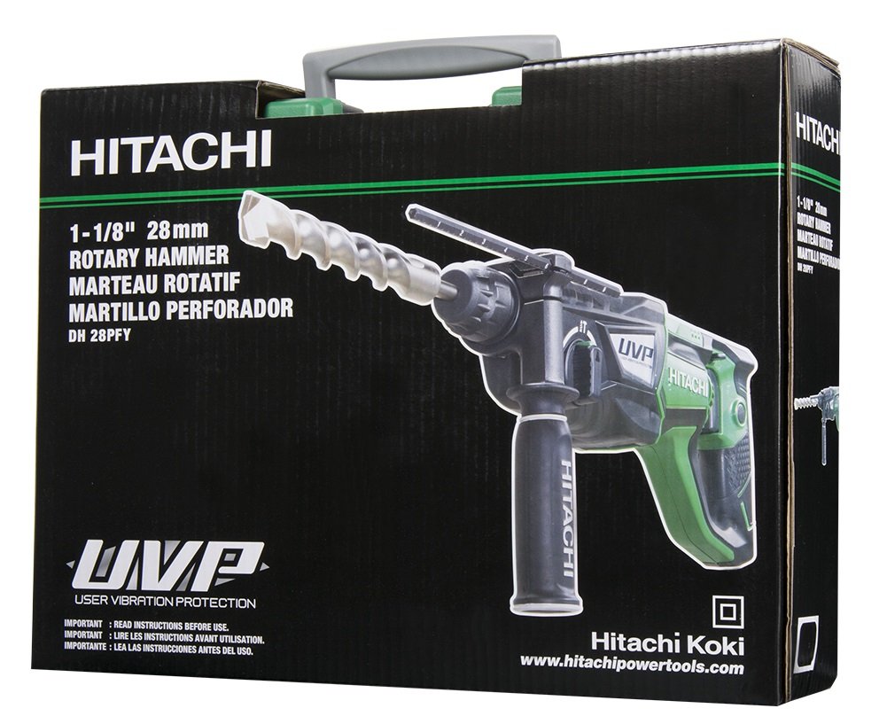 Hitachi DH28PFY 1-1/8 Inch SDS Plus Low Vibration Rotary Hammer, 3-Mode, VSR